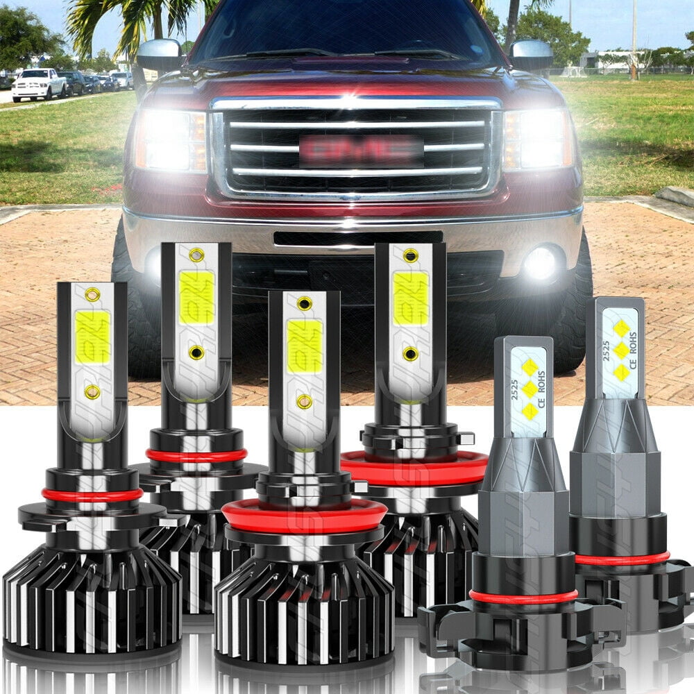 For GMC Yukon XL 2015-2019 6pc LED Headlights & Fog Light Bulbs 9005 ...