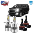 For GMC Yukon XL LED Headlight Kit 6000K White High/Low Beam + Fog ...
