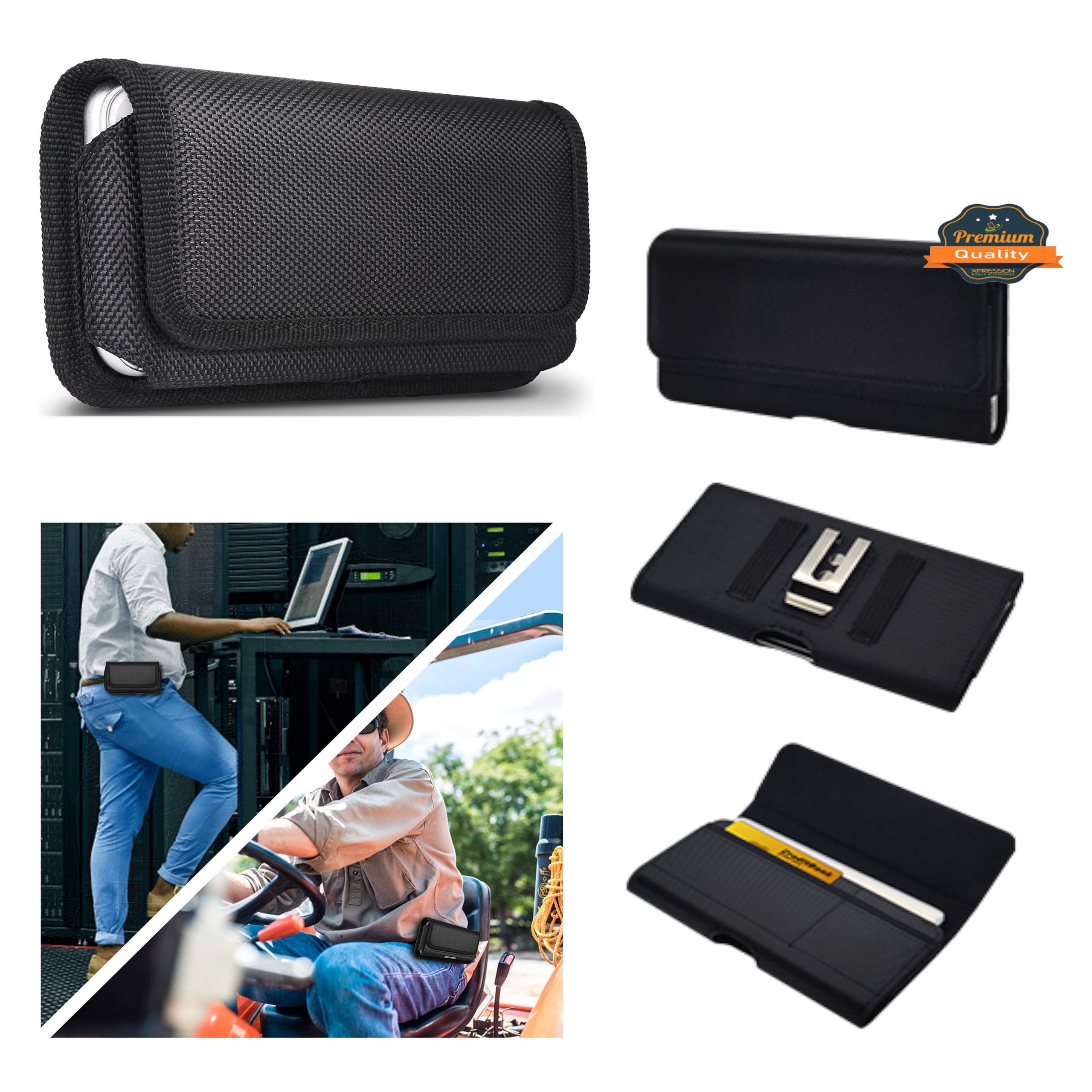 For Samsung Galaxy S24 5G Universal Nylon Canvas Horizontal Pouch ...