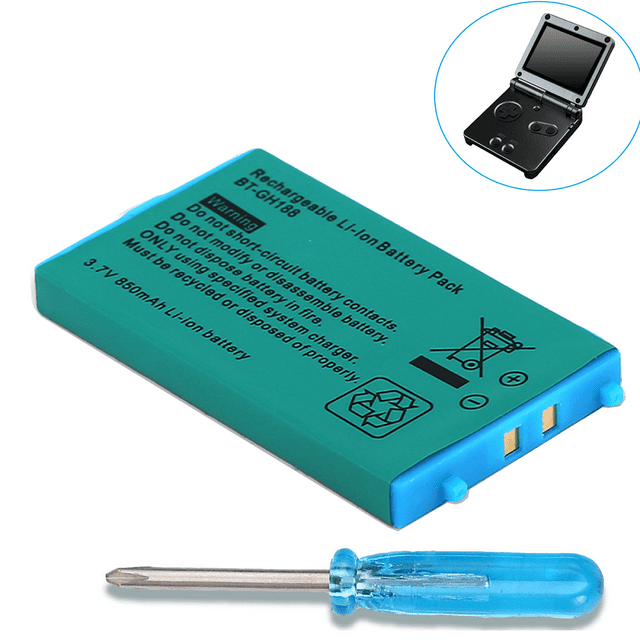 Nintendo Gameboy Advance SP Rechargeable Battery, 850mAh GBA Replace ...