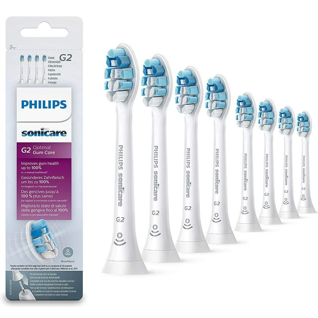 For Genuine P-hil-ips S-onic-are HX9033/65 G2 Optimal Gum Health Toothbrush Heads, Set of 8 ...