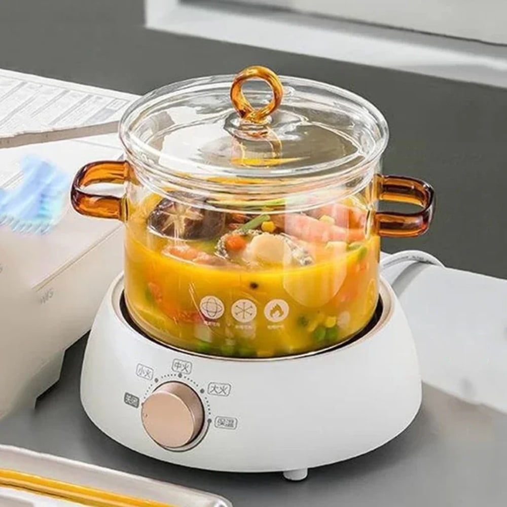 For Glass Soup Porridge Pots 1.5L Microwave Fire Heating Glass Bowl ...