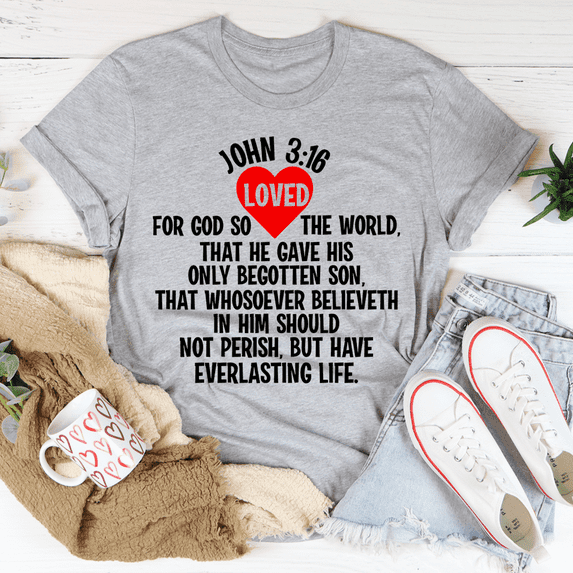 For God So Loved The World Tee Heather Deep Teal S Peachy Sunday T ...