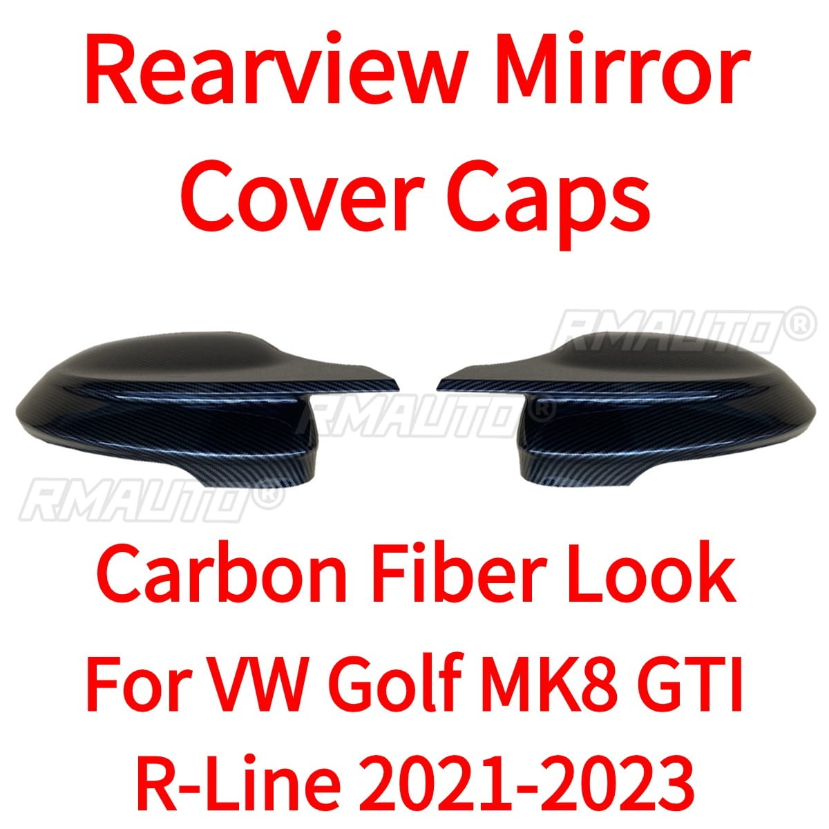 For Golf MK8 Pro GTI R-Line Body Kit Side Wing Mirror Caps Glossy Black ...