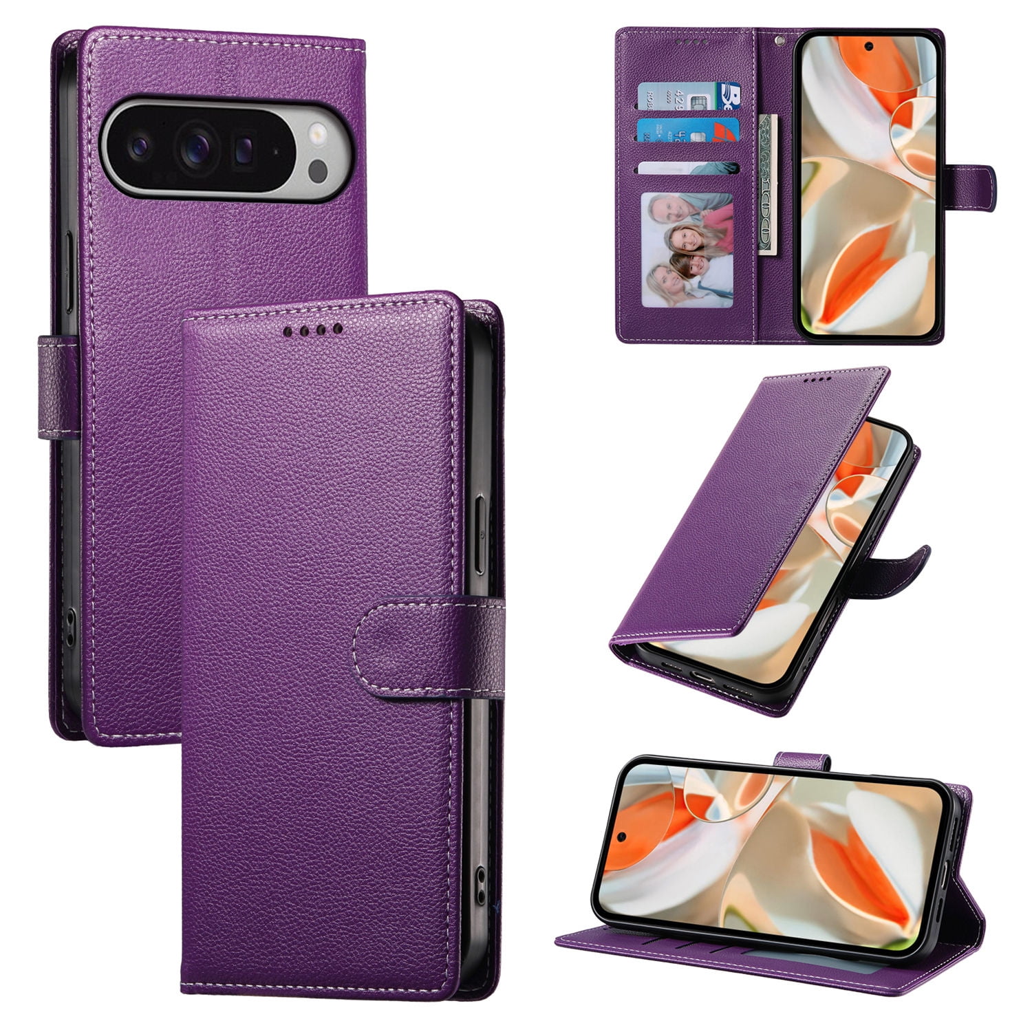 For Google Pixel 9 5G /Pixel 9 Pro XL Magnetic Closure PU Leather Folio ...