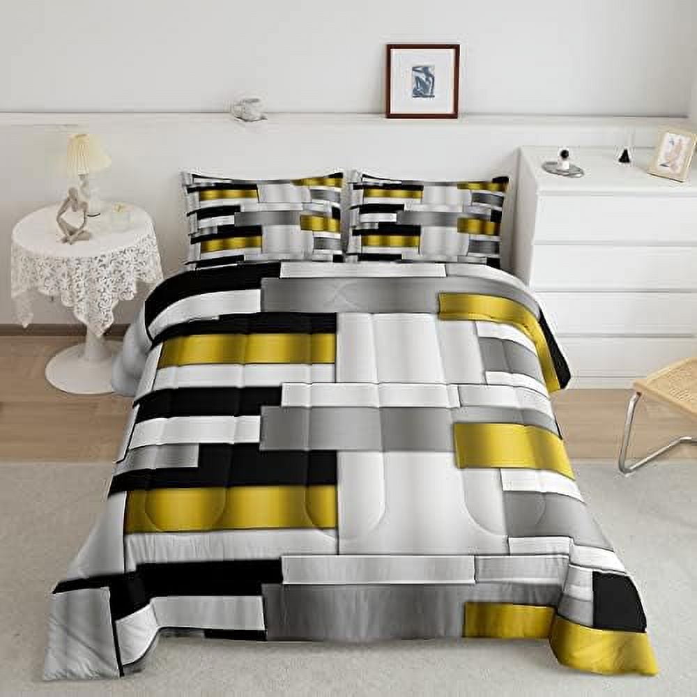 For Grey Black Geometry Comforter Retro Circle Geometry Comforter Set ...