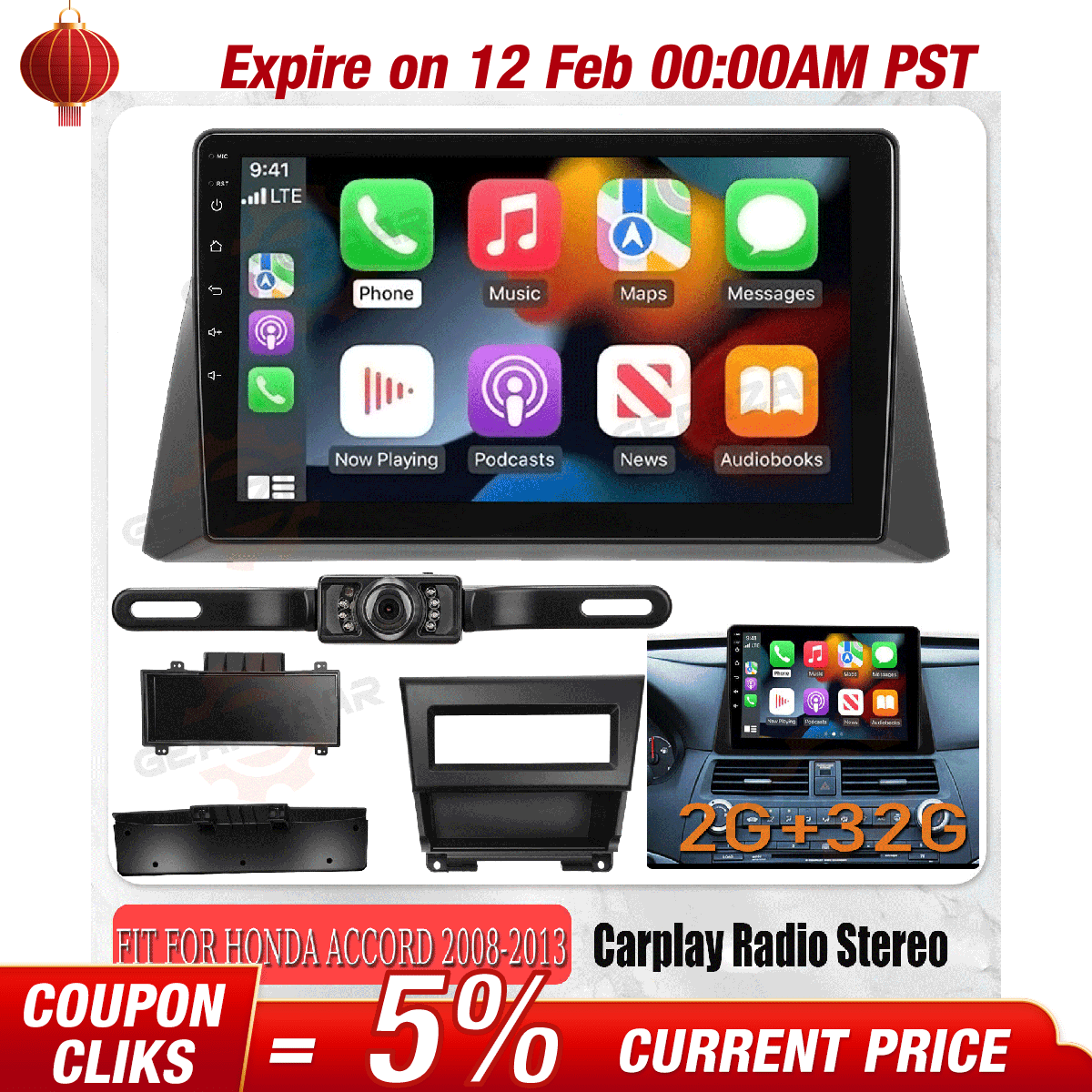 For HONDA ACCORD 2008-2013 Car Android 12 Stereo Apple Carplay Radio GPS L - Walmart.com
