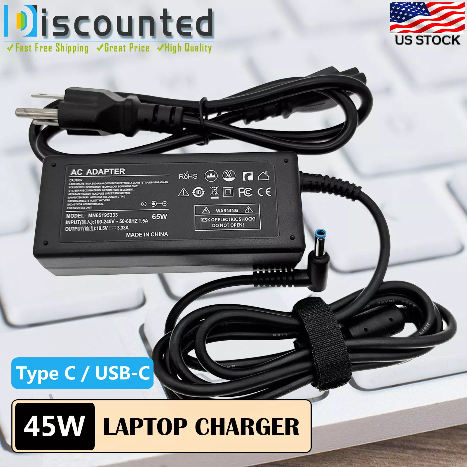 For HP 17z-ca000 17z-ca100 17z-ca200 17z-ca300 Laptop 65W AC Adapter ...
