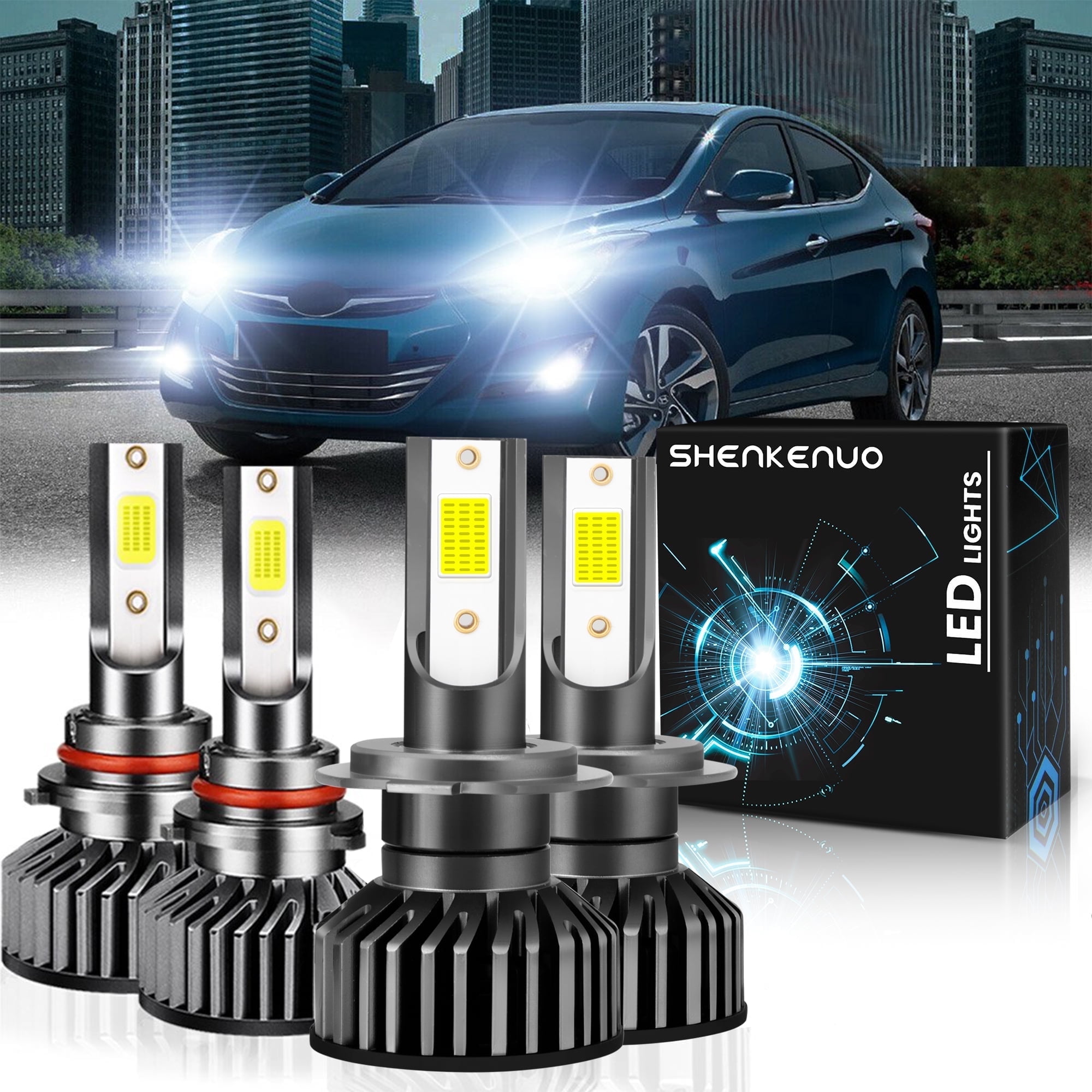 For HYUNDAI ELANTRA 2017-2018 (With Halogen) Headlights H7 LED High ...
