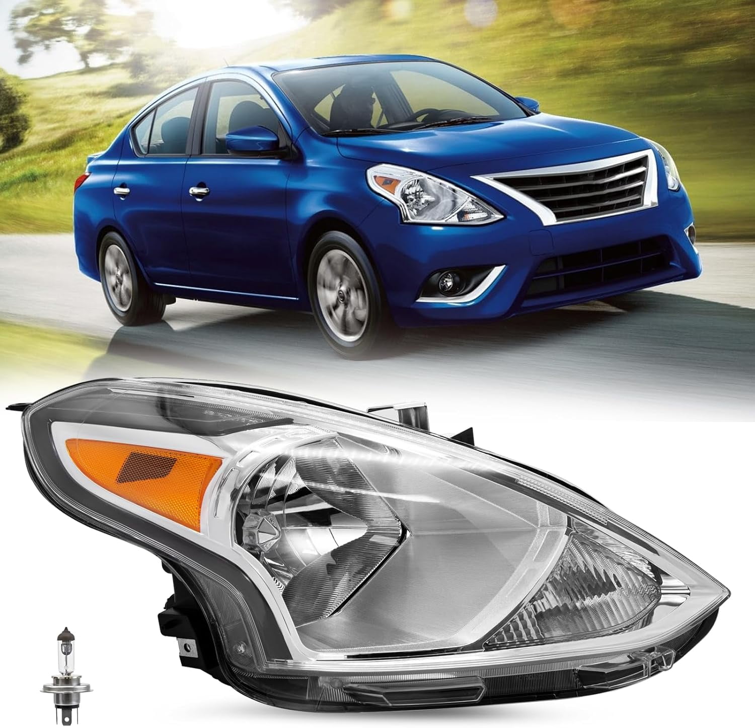 For Halogen Model 2015-2019 Nissan Versa Headlight Assembly Replacement ...