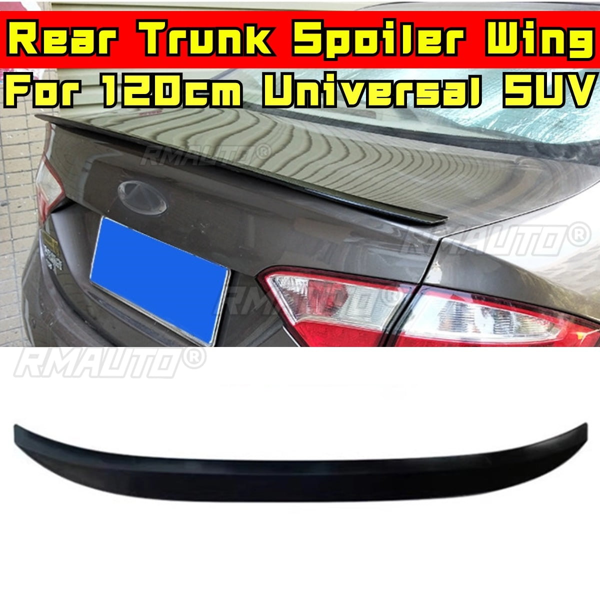 For Hatchback Sedan SUV 120cm Universal Spoiler Wing Gloss Black Car ...