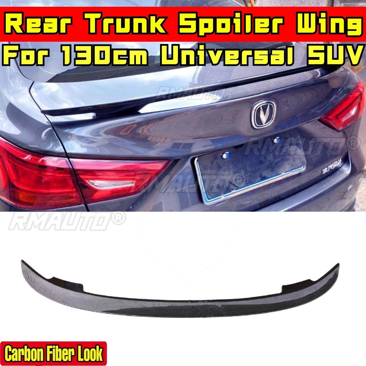 For Hatchback Sedan SUV 130cm Universal Spoiler Wing Gloss Black Car ...