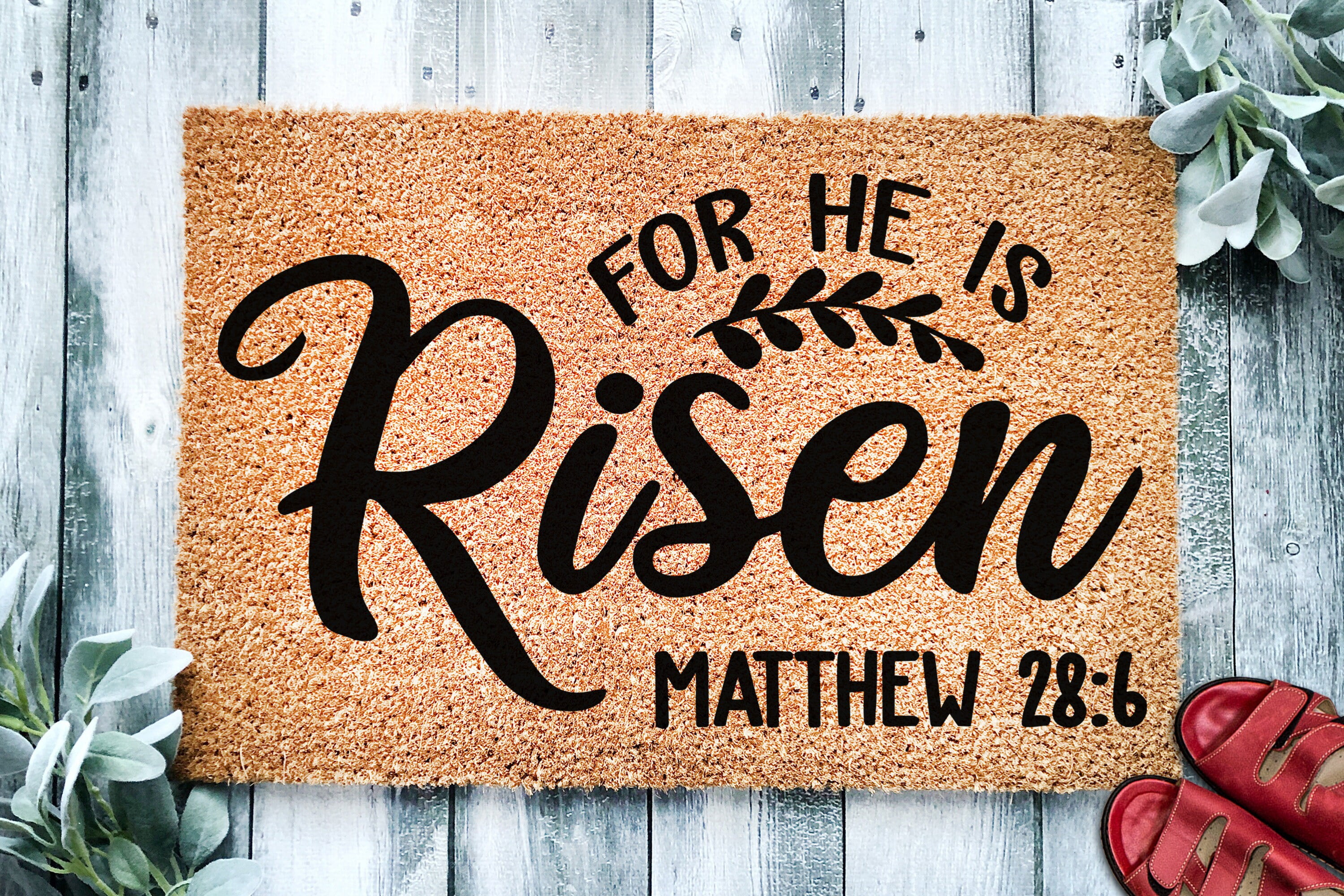 For He Is Risen, Christian Easter Doormat, Bible Verse Welcome Mat, Coconut Coir Door Mat ...