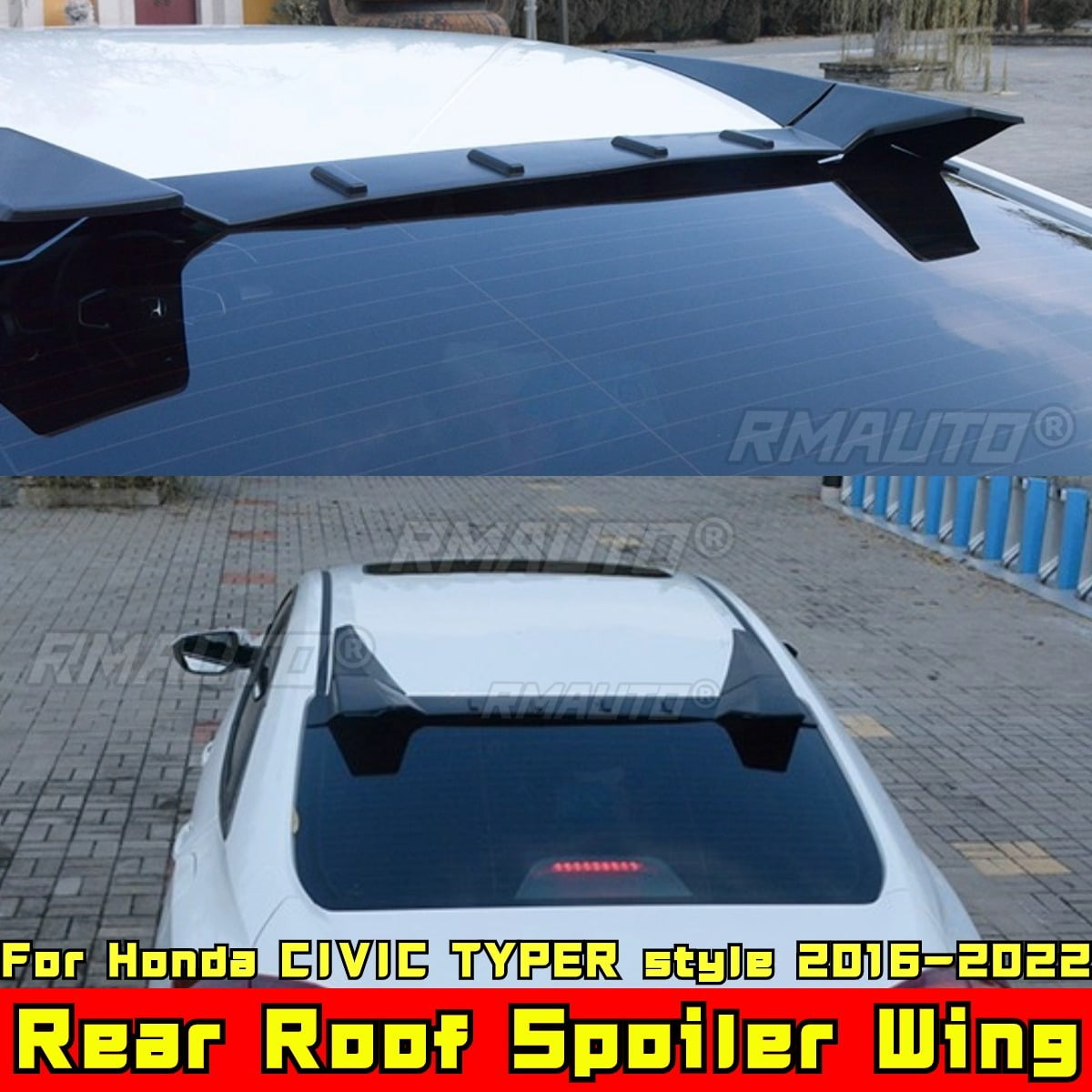 For Honda CIVIC 10th Gen 2016-2022 Body Kit Rear Roof Spoiler Blue ...