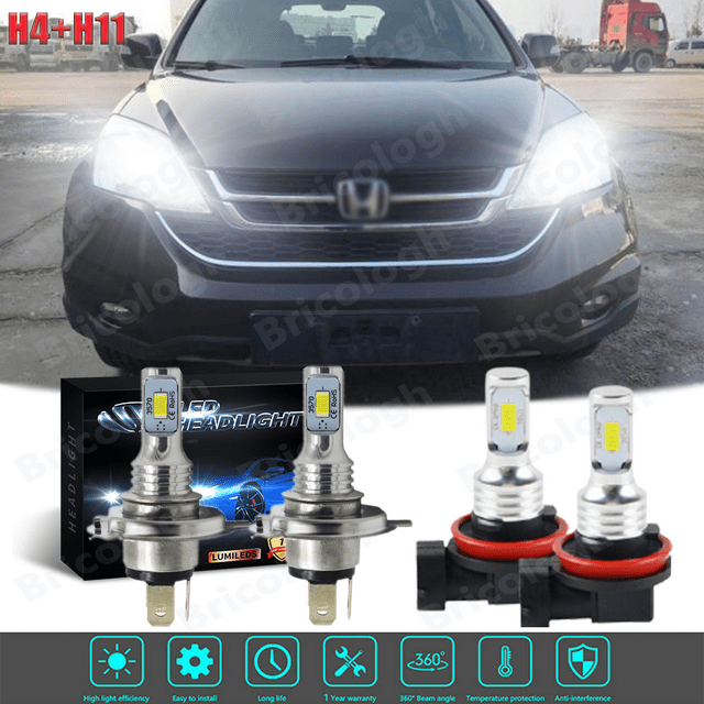 AlexTong CR-V LED Headlight Fog Light H4 9003 White LED 6000K Automotive Bulb, 2 Pack - Walmart.com