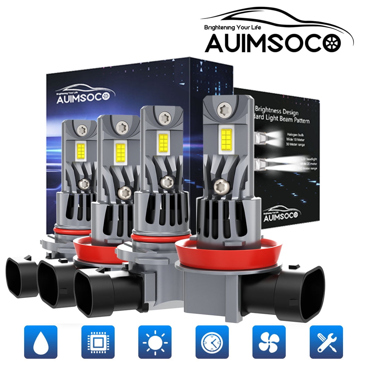 For Honda City 2016,2017,2018,2019 LED Headlight 6000k Bright White Combo 4x Kits 9005/HB3 H11 ...