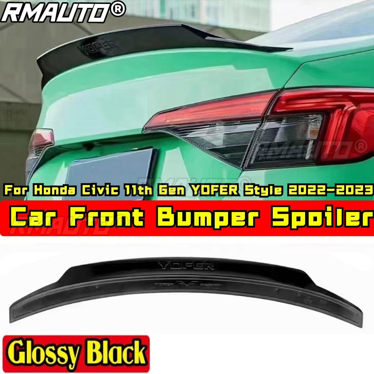For Honda Civic 11th Gen 2022-2023 Body Kit Rear Trunk Spoiler Glossy ...