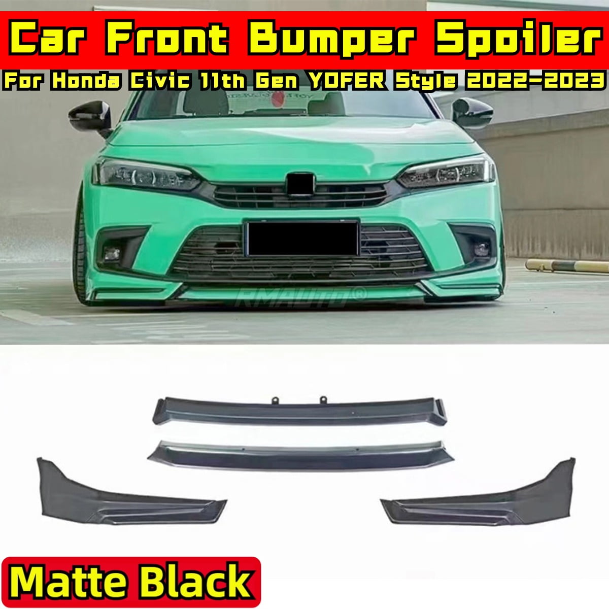 For Honda Civic 11th Gen 2022-2023 Body Kit Side Skirt Spoiler Matte Black YOFER Style Side ...