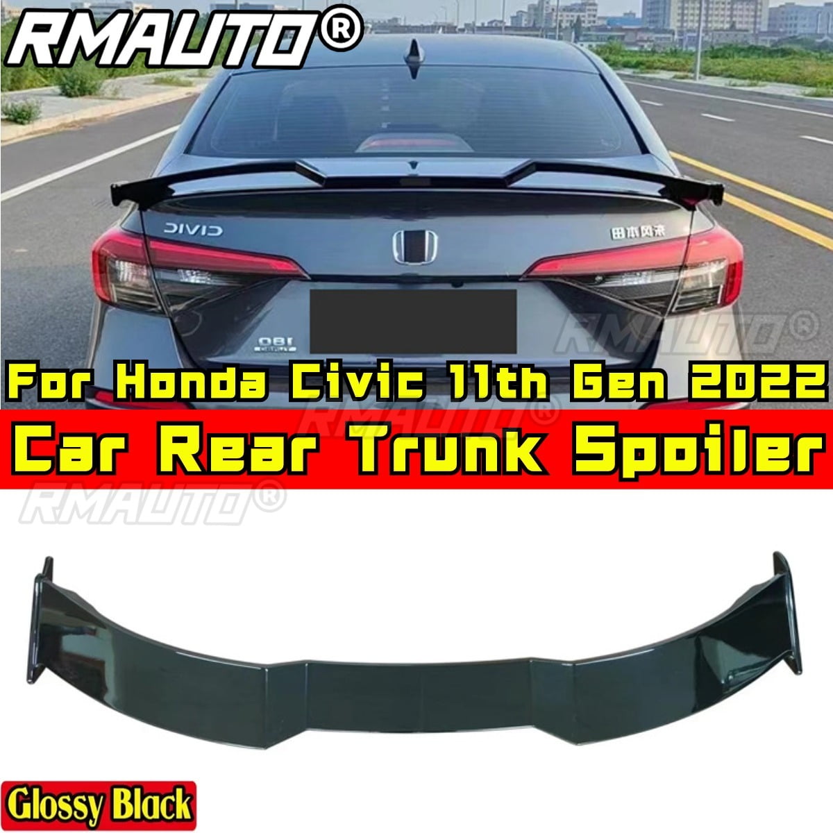 For Honda Civic 11th Gen 2022 Body Kit Rear Roof Spoiler Carbon Fiber ...