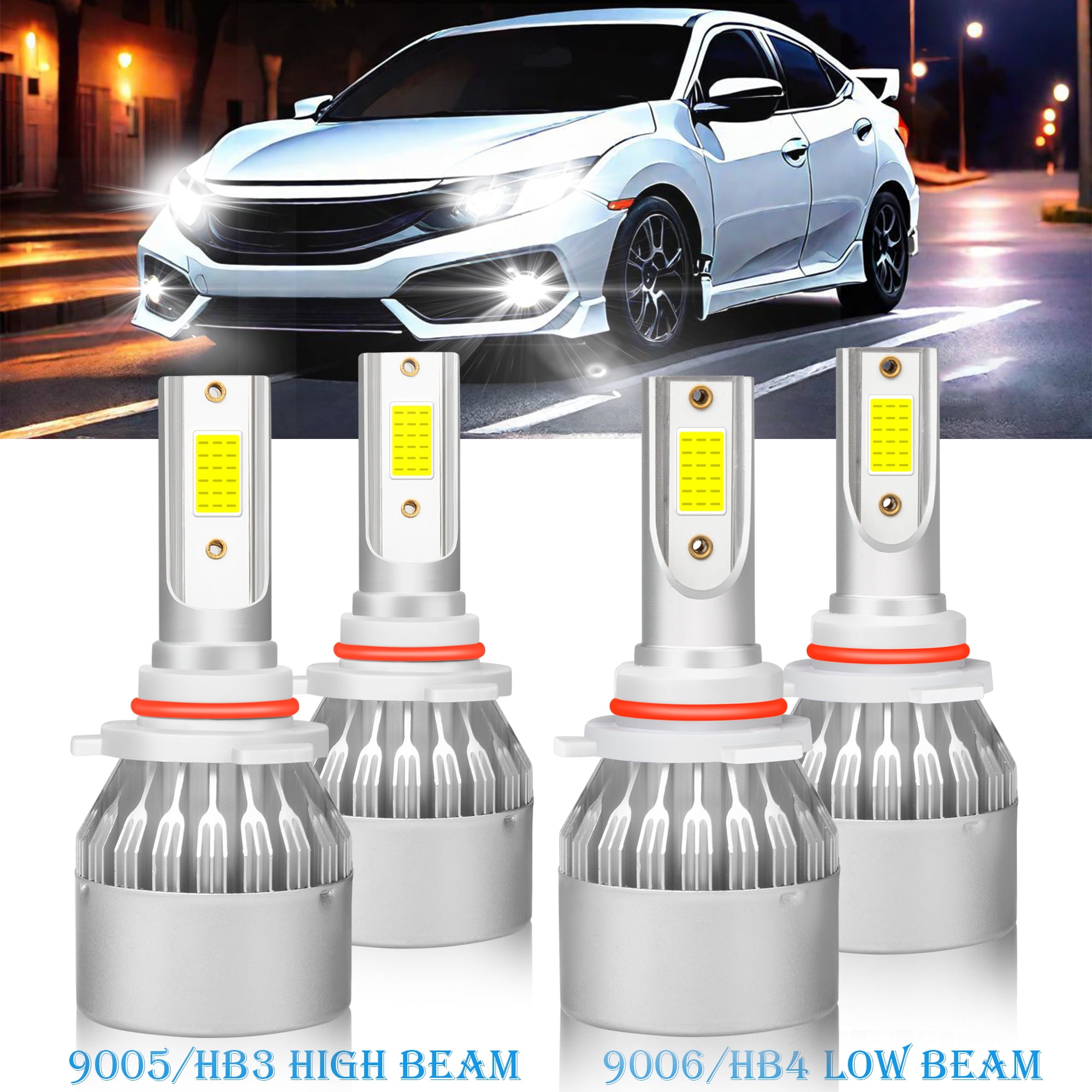 SHENKENUO LED Headlight Bulbs, 9005 9006 High Low Beam, 6000K ...