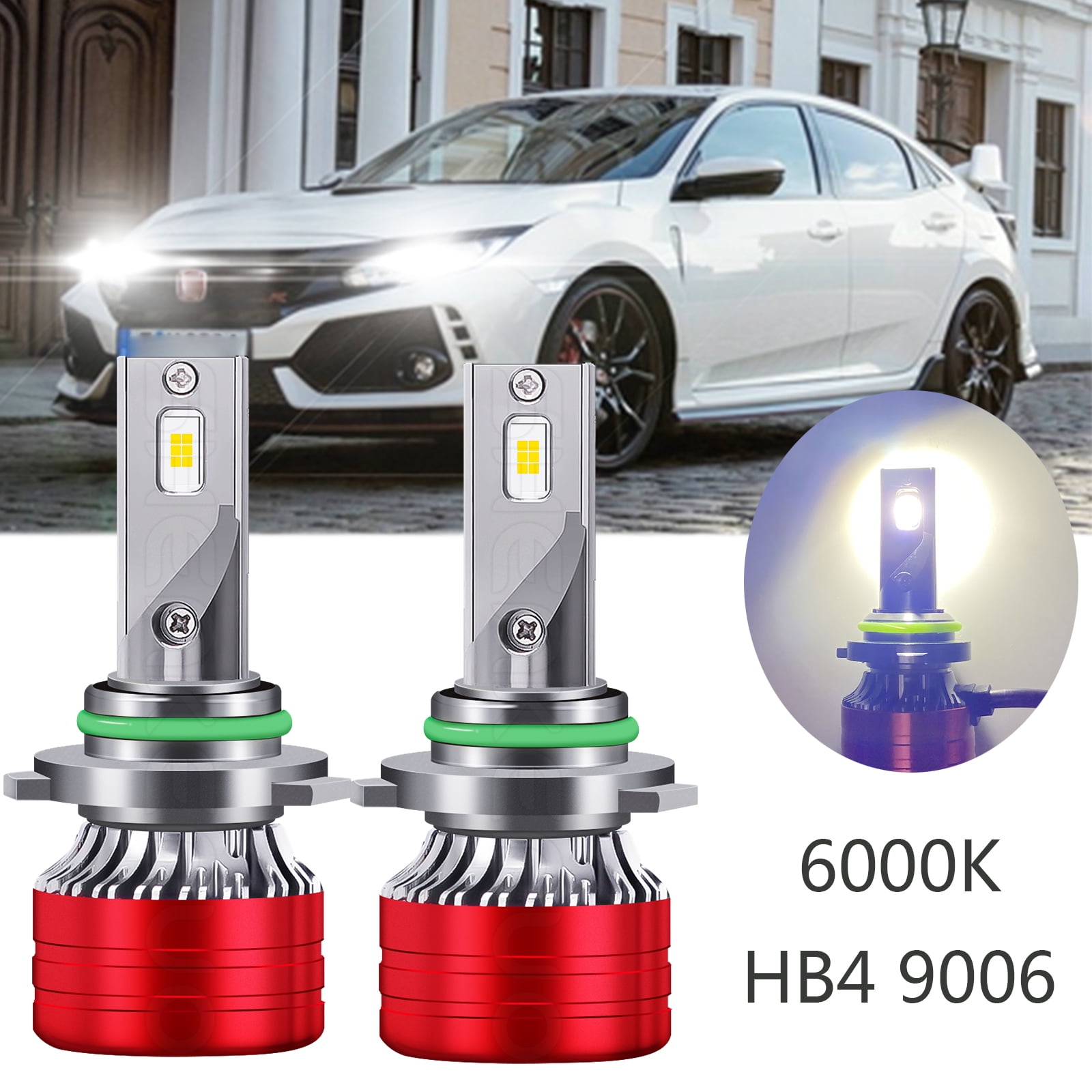 For Honda Civic 2006-2013 LED Headlight Bulbs 9006 Low Beam 6000k White ...