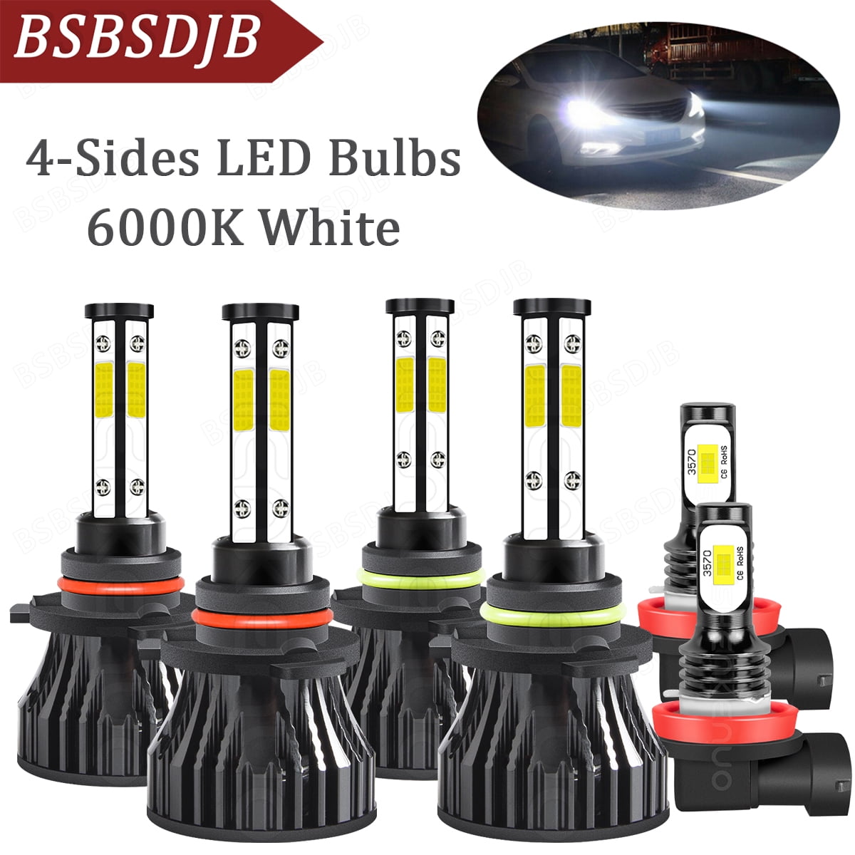 For Honda Civic 2007-2015 LED Headlight High Low Beam Fog Light Bulbs ...