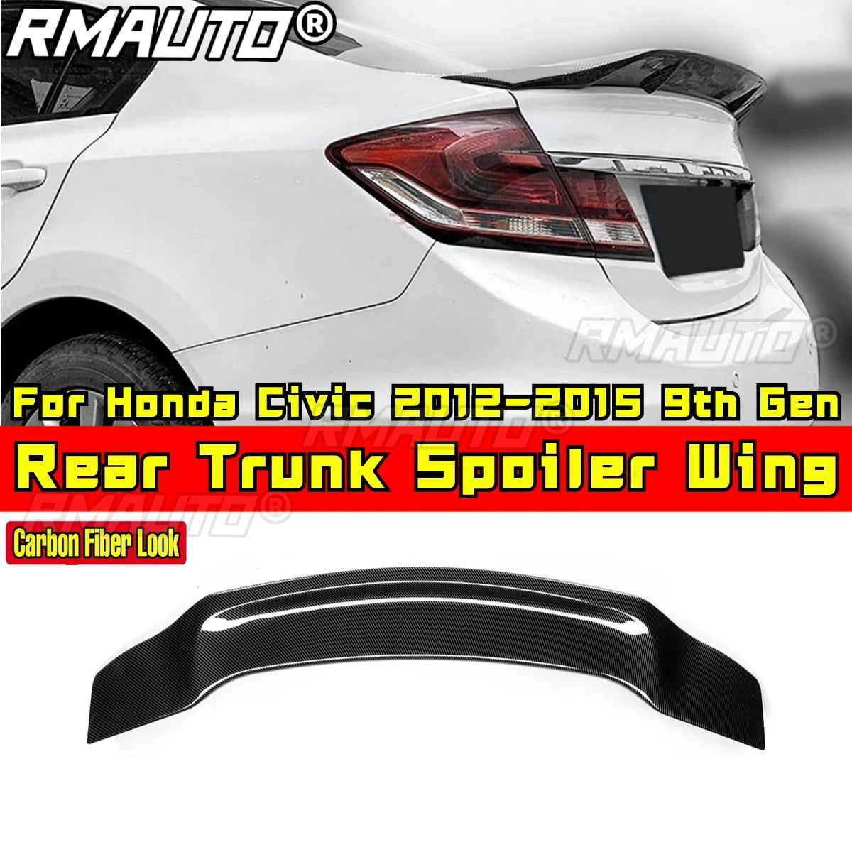 For Honda Civic 2012-2015 9th Gen Rear Trunk Spoiler Wing Rear Roof ...