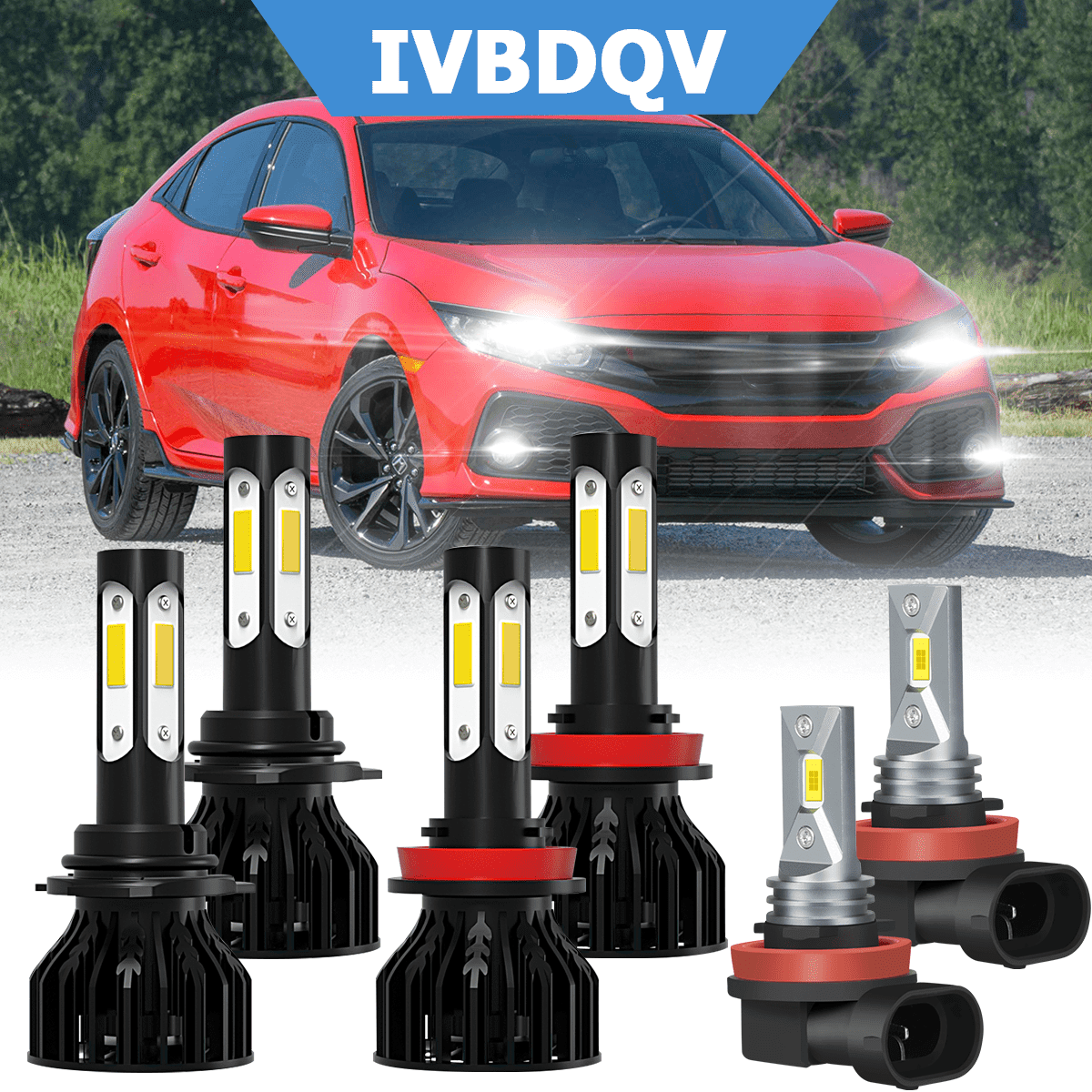 For Honda Civic 2016-2020 LED Headlight Bulbs 9005 High+H11 Low Beam ...