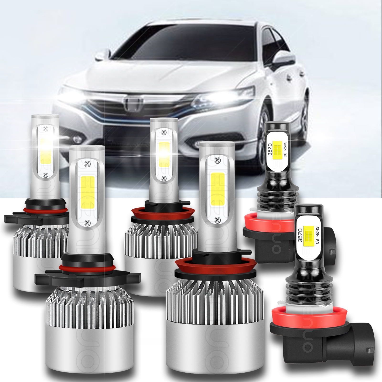 For Honda Civic Coupe 2014 2015 LED Headlight High Low Beam + Fog Light ...