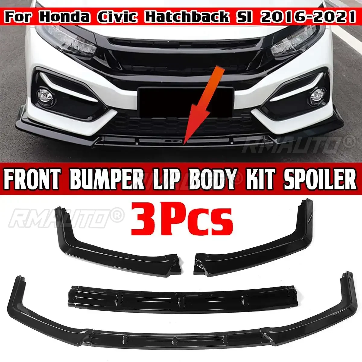 For Honda Civic Hatchback SI 2016-2021 Car Front Bumper Lip Spoiler ...