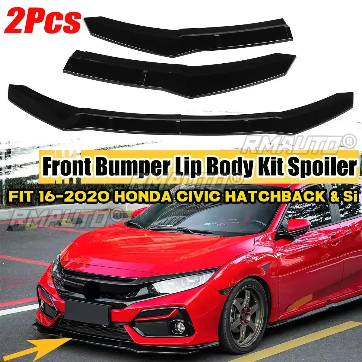 For Honda Civic Hatchback & Si 2016-2020 Car Front Bumper Splitter Lip ...