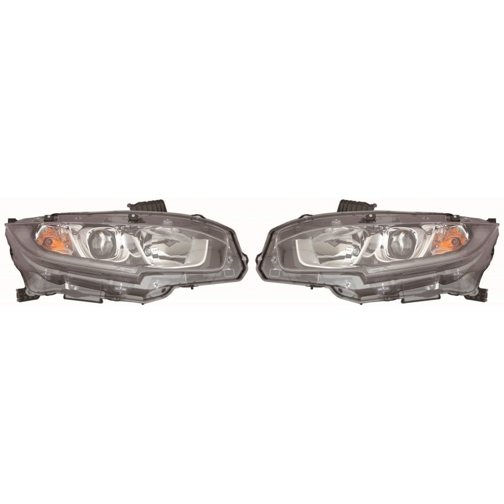 For Honda Civic Headlight Assembly 2016 2017 2018 Pair Driver and ...