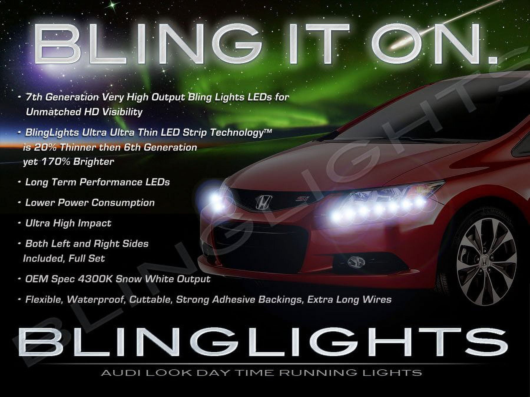 For Honda Civic LED DRL Light Strips for Headlamps Headlights Head ...