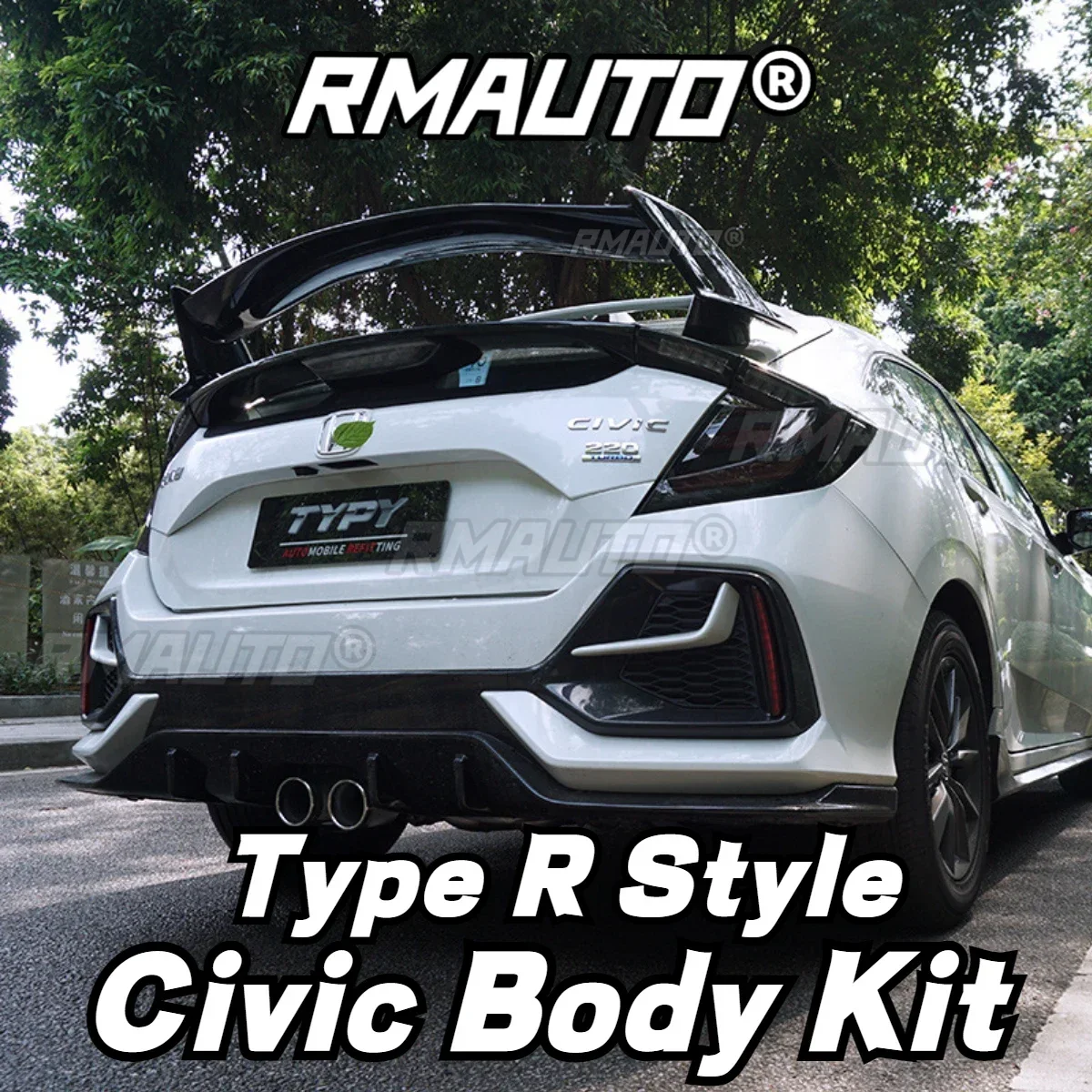 For Honda Civic Type R Spoiler Racing Rear Trunk Wing Front Splitter ...