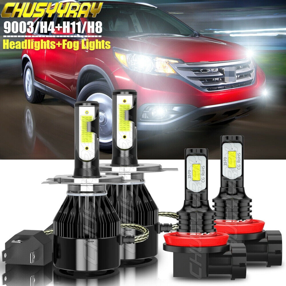 For Honda Crv Cr-V 2007-2014 LED Headlight Fog Lights High&Low Beam Bulbs 6000K White - Walmart.com