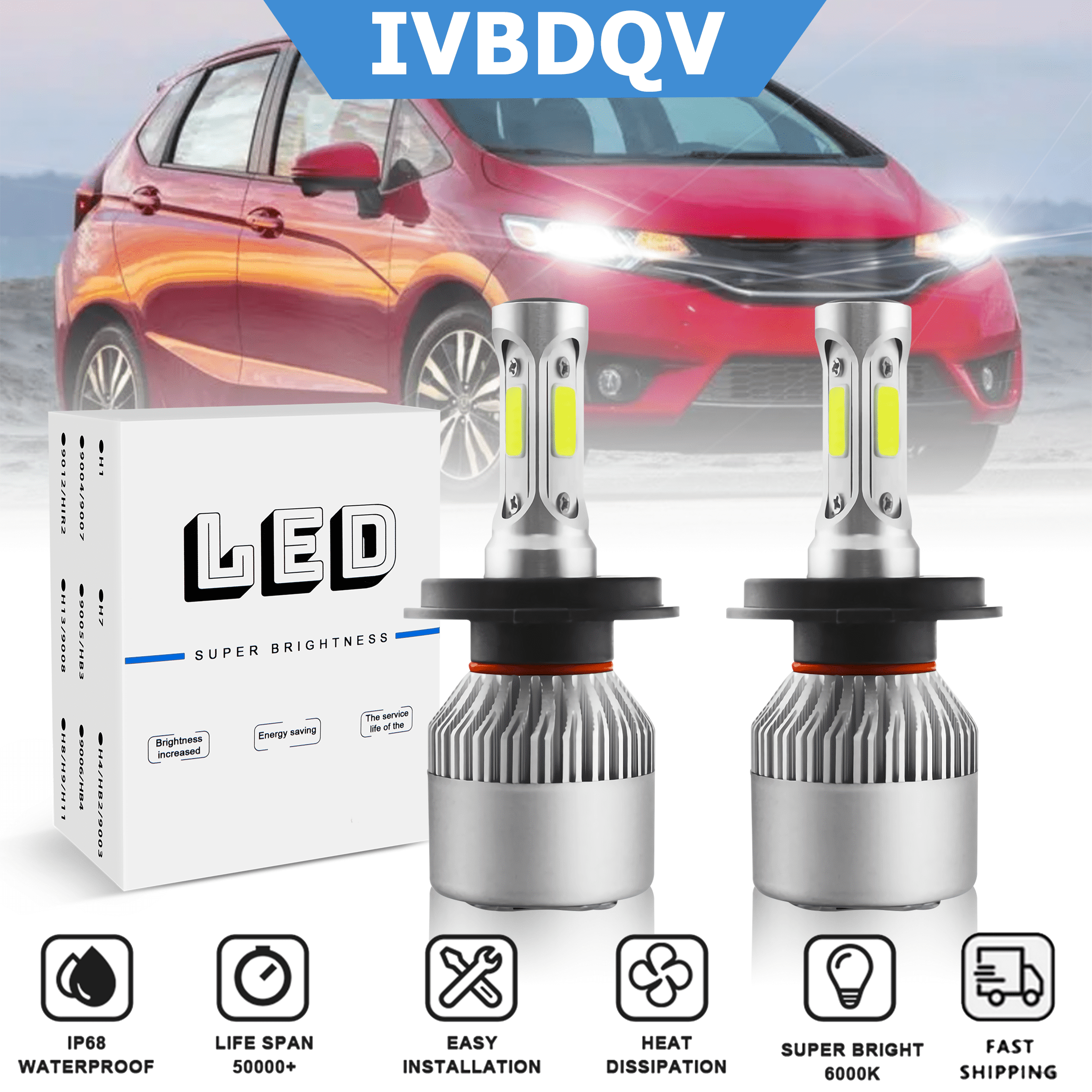For Honda Fit 2007-2019 H4/9003 LED Headlight High/Low Beam Super ...