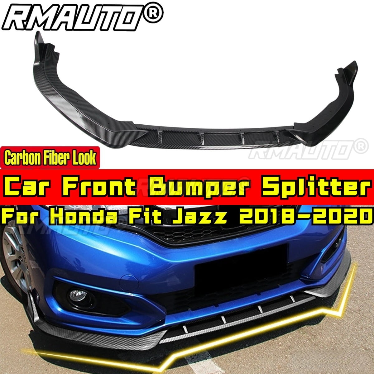 For Honda Fit Jazz 2018-2020 Body Kit Front Bumper Spoiler Carbon Fiber ...