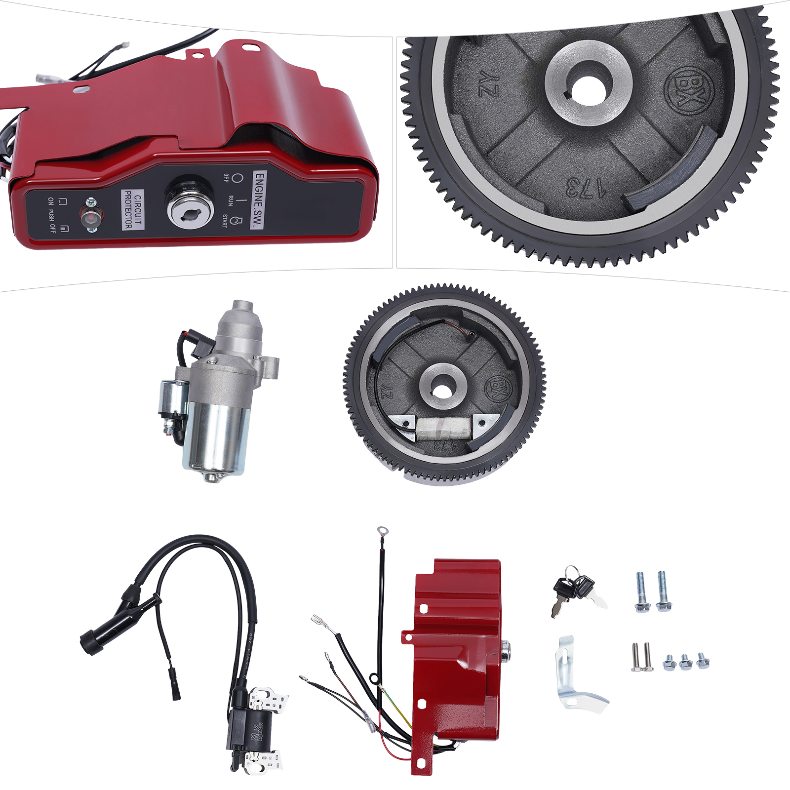 For Honda GX240 8HP and GX270 9HP Engine Electric Start Kit Flywheel ...