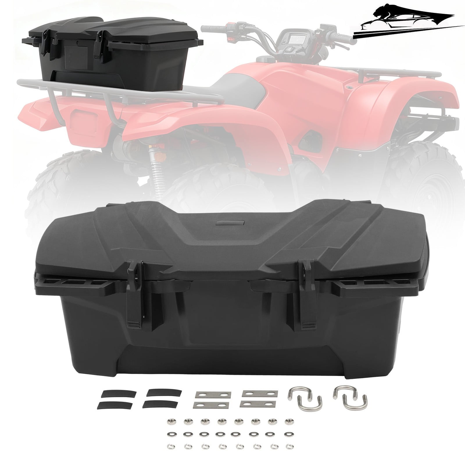 For Honda Kawasaki Storage Trunk Rear Rack Cargo Box Fit 0.75"-1" ATV ...