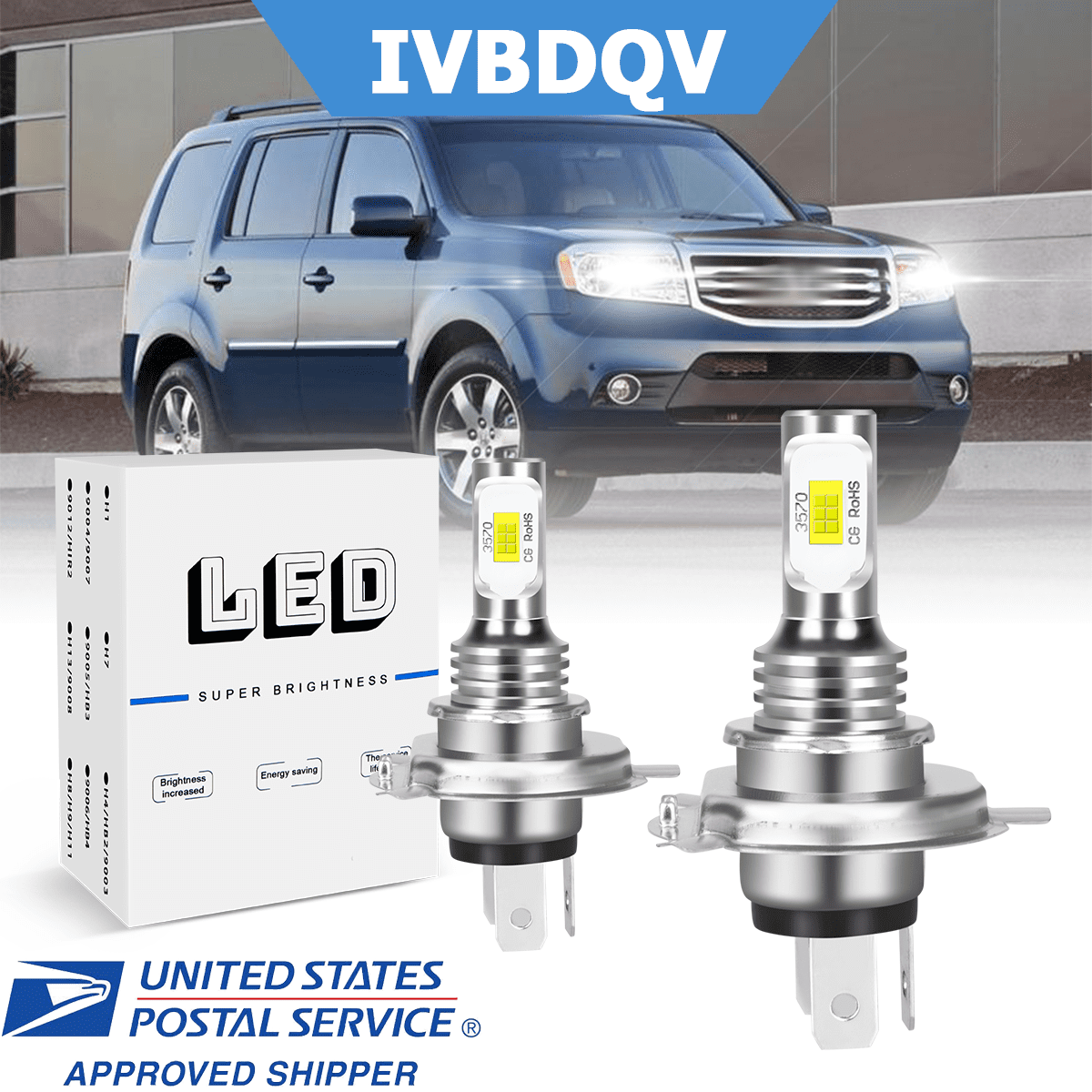 For Honda Pilot 2003-2005 LED Headlight Bulb H4 High/Low Beam 2Pcs ...