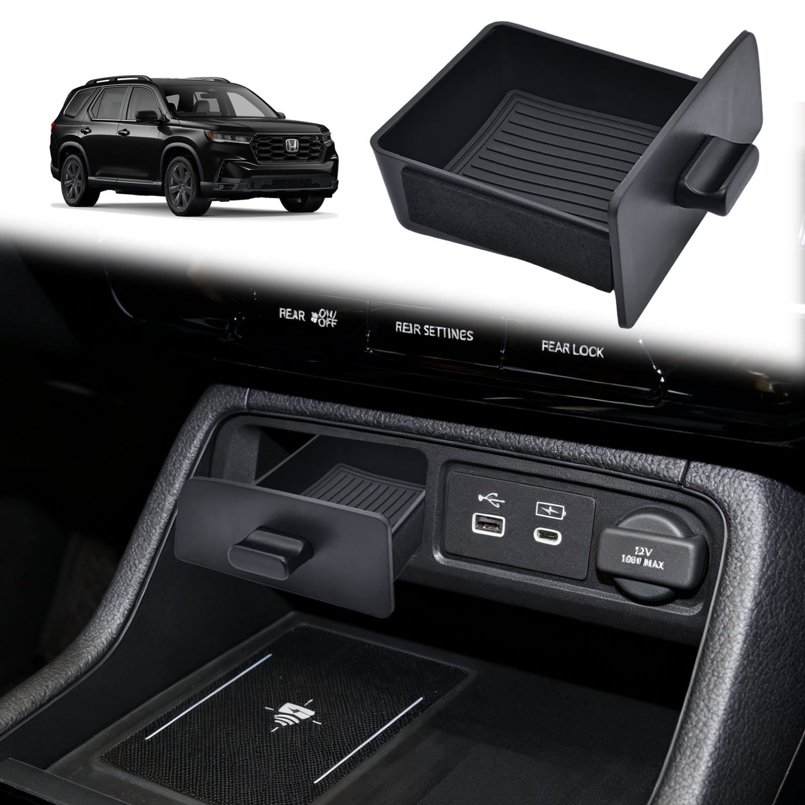 For Honda Pilot 2023-2025 Car Center Console Storage Box Drawer Tray ...