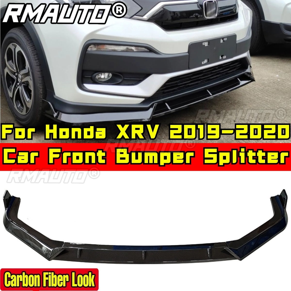 For Honda XRV 2019-2020 Body Kit Front Bumper Spoiler Carbon Fiber Look Sport Style Front Bumper ...