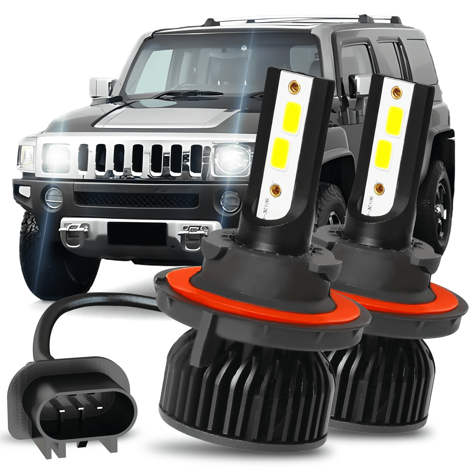 For Hummer H3 2006 2007 2008 2009 2010 LED Headlight Bulbs H13 9008 ...