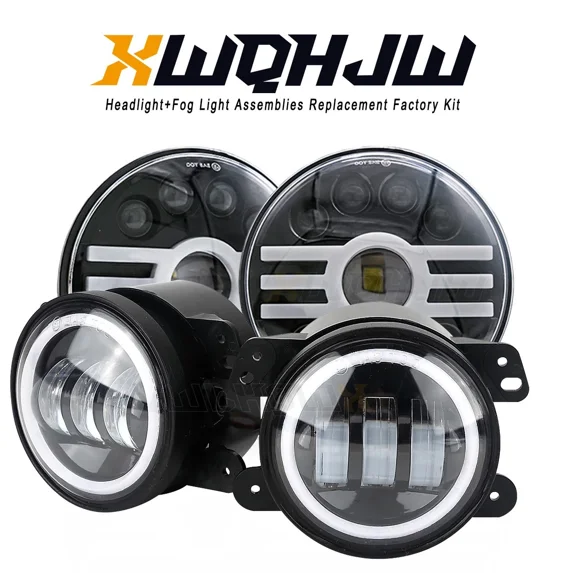 For Hummer H3 H3T 2006-2010 7"inch LED Headlights DRL & Halo 4" Fog ...