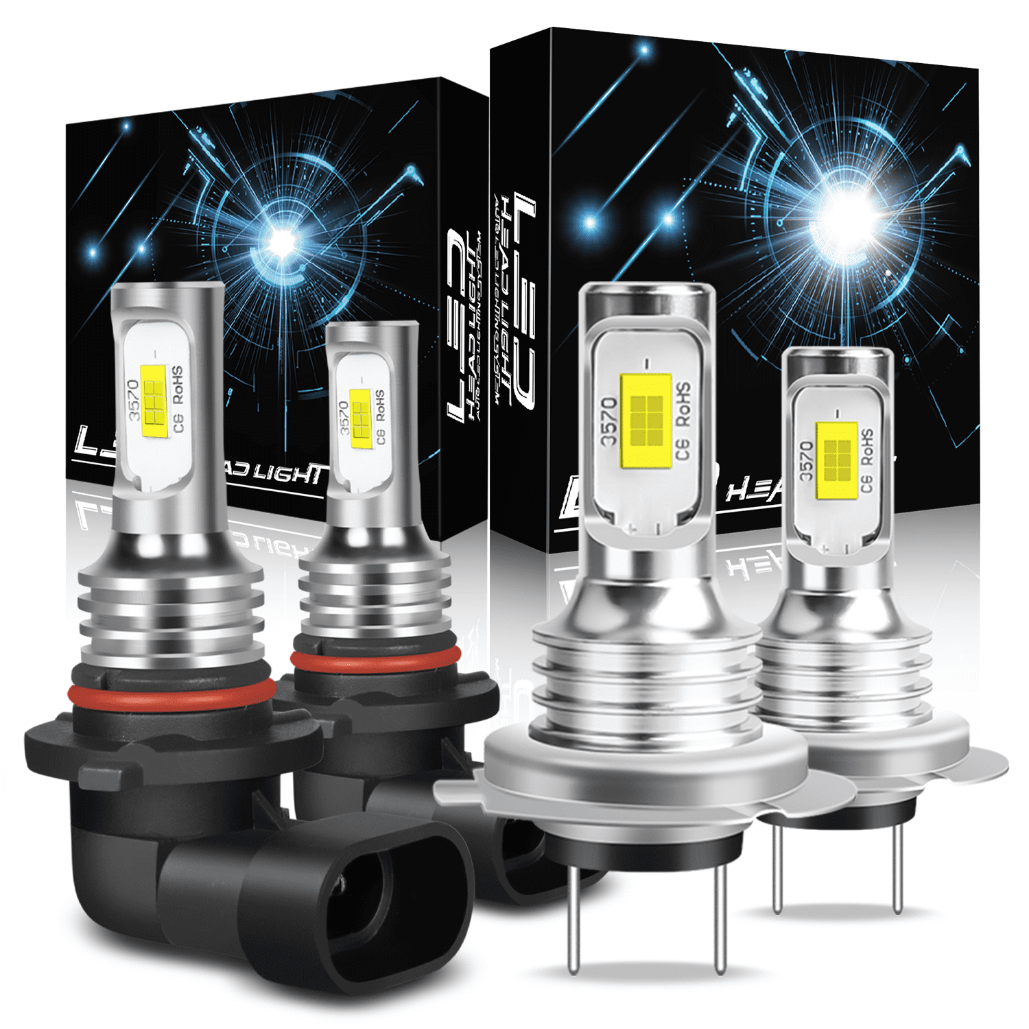 For Hyundai Elantra 2017-2019 LED Headlights High Low Beam 4 Bulbs ...
