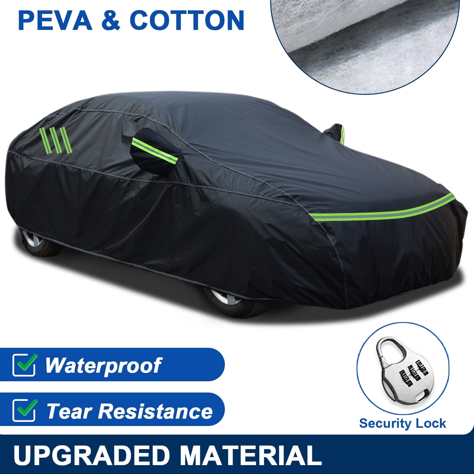 Waterproof Sedan Car Cover for Hyundai Elantra, PEVA+Cotton, Black ...