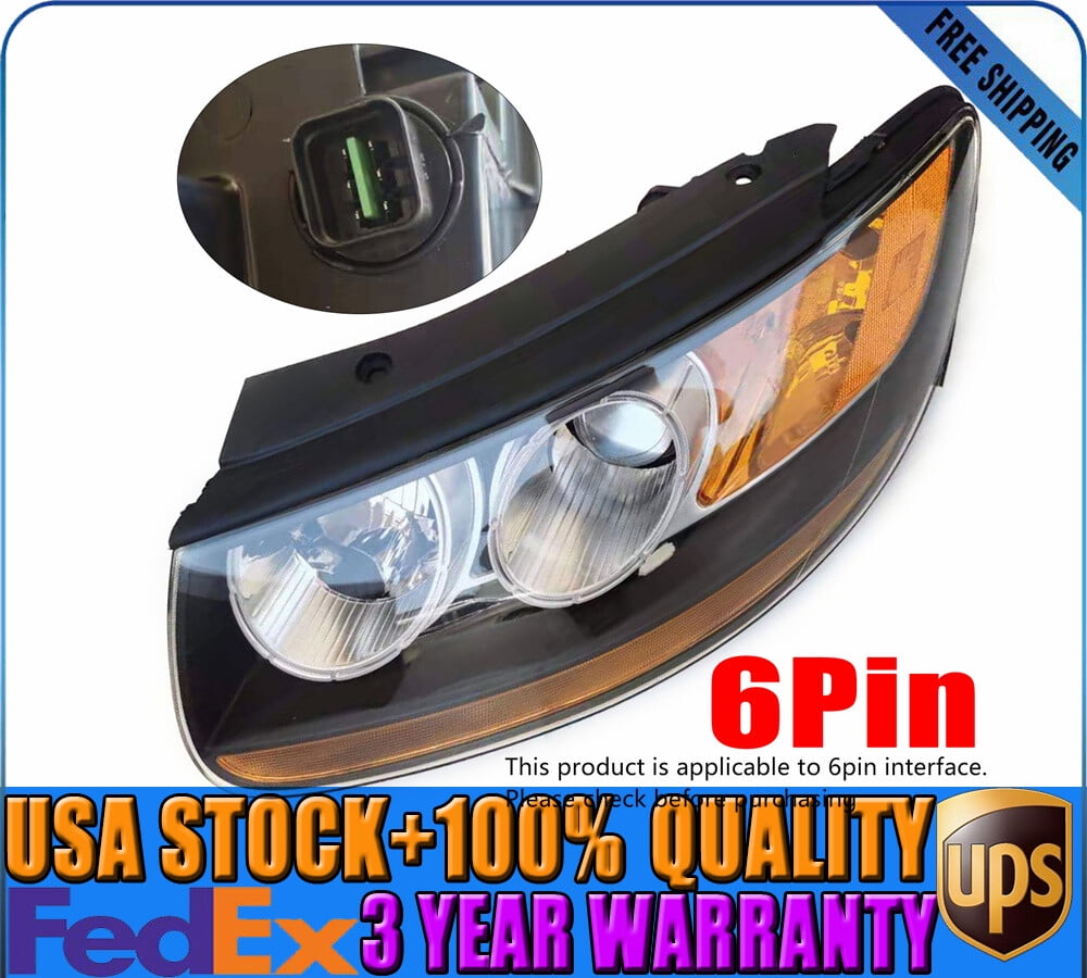 For Hyundai Santa Fe 2007-2012 Left Driver Side Black Housing Headlight ...