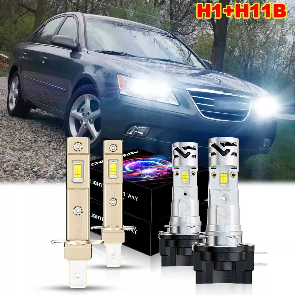 For Hyundai Sonata 2009-2010 Combo H1+H11B LED High Low Beam Headlight Bulbs Kit 6000K Pure ...