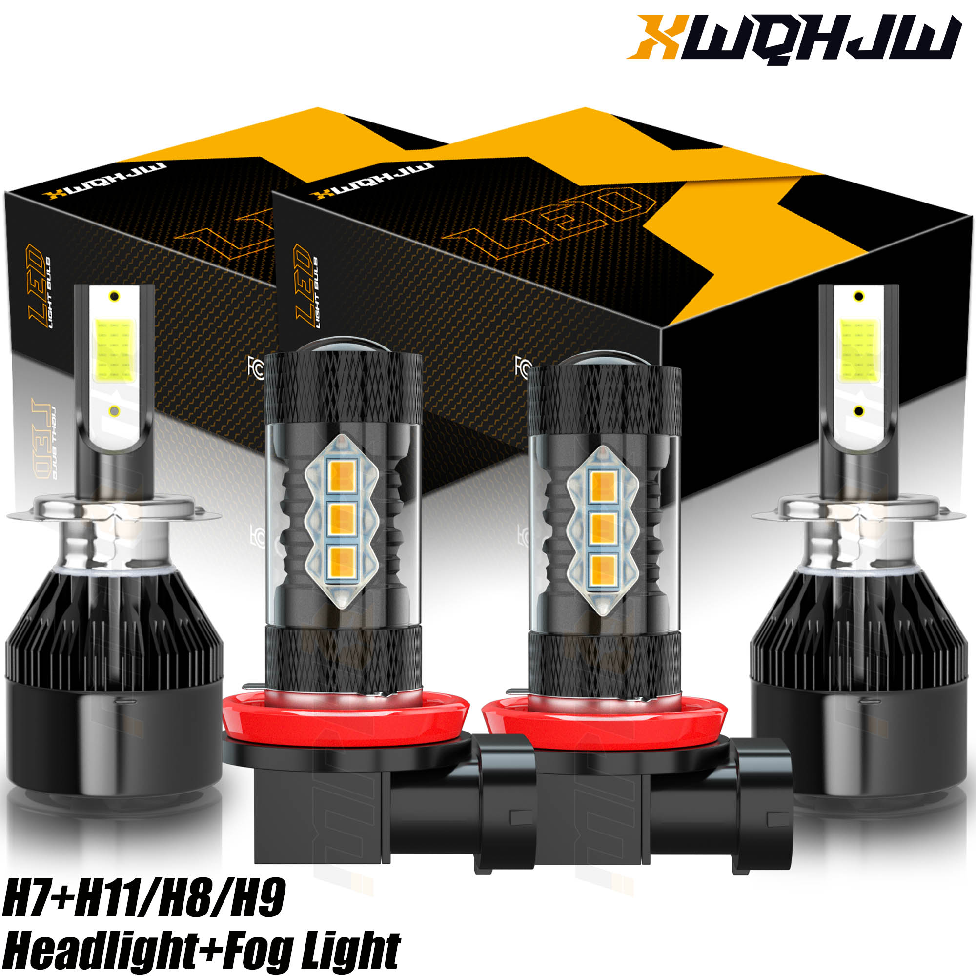 For Hyundai Tucson 2016 - 2018 Combo H7 LED Headlight + H11/H8/H9 Fog Light Bulbs Kit 4Pcs ...