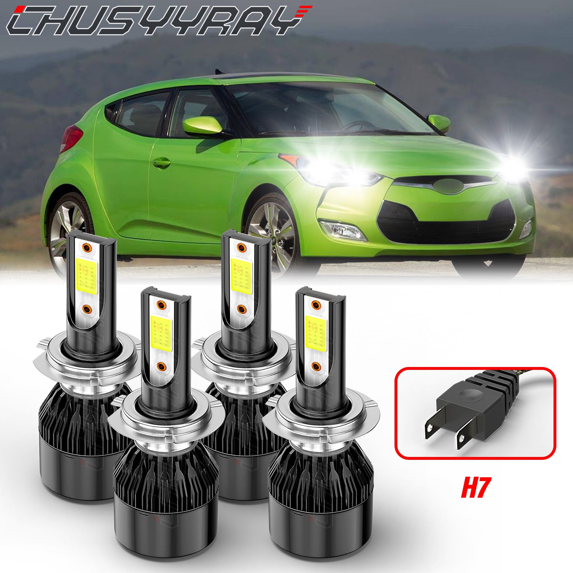 For Hyundai Veloster 2012 2013 2014 2015 2016 2017 - 4x H7 LED ...